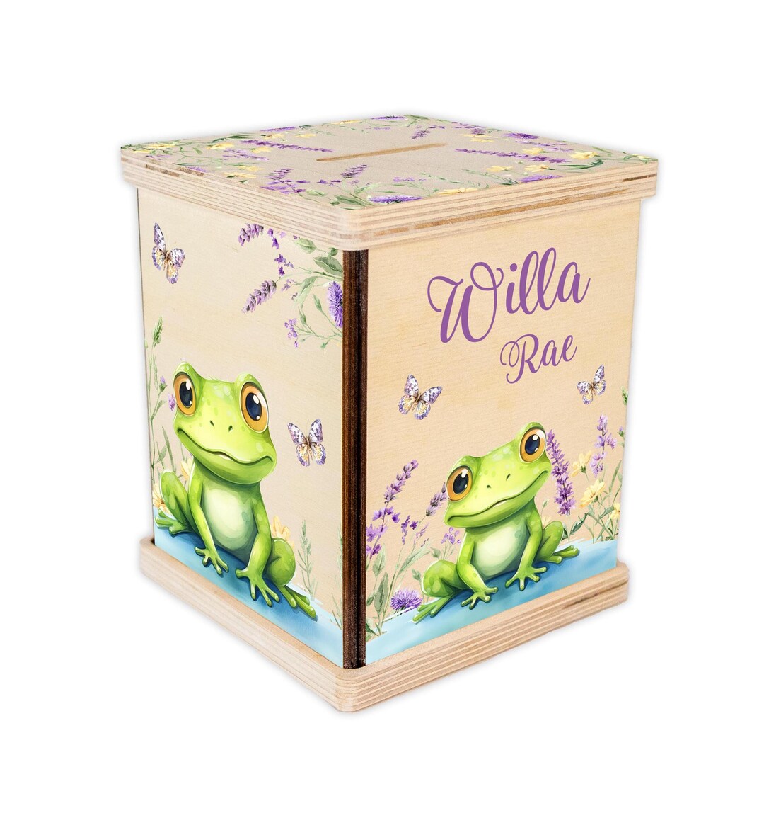 Girl Frog Piggy Bank, Frog Nursery, Baby Girl Gift, Personalized Piggy ...