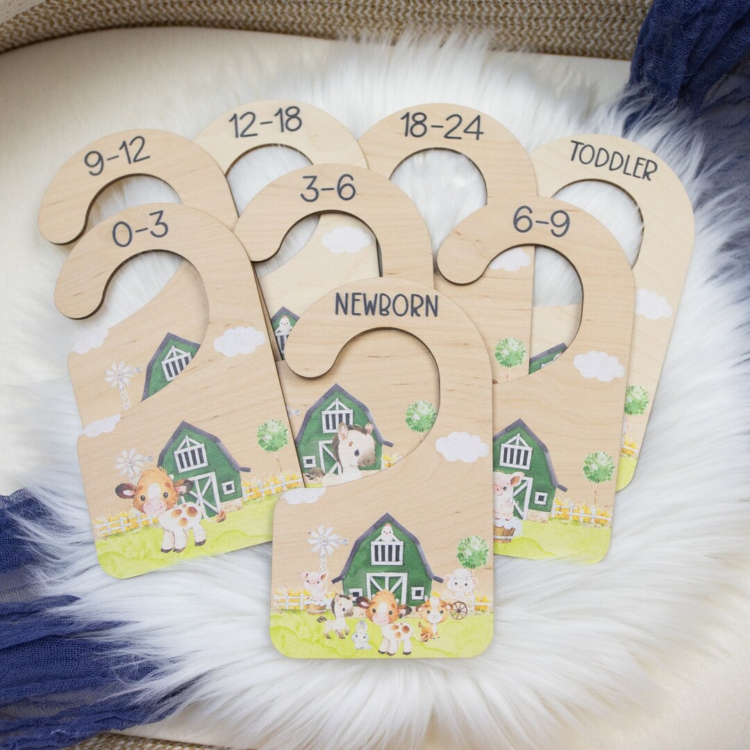 Farm Clothing Dividers, Farm Animals Baby Clothing Divider, Wood ...