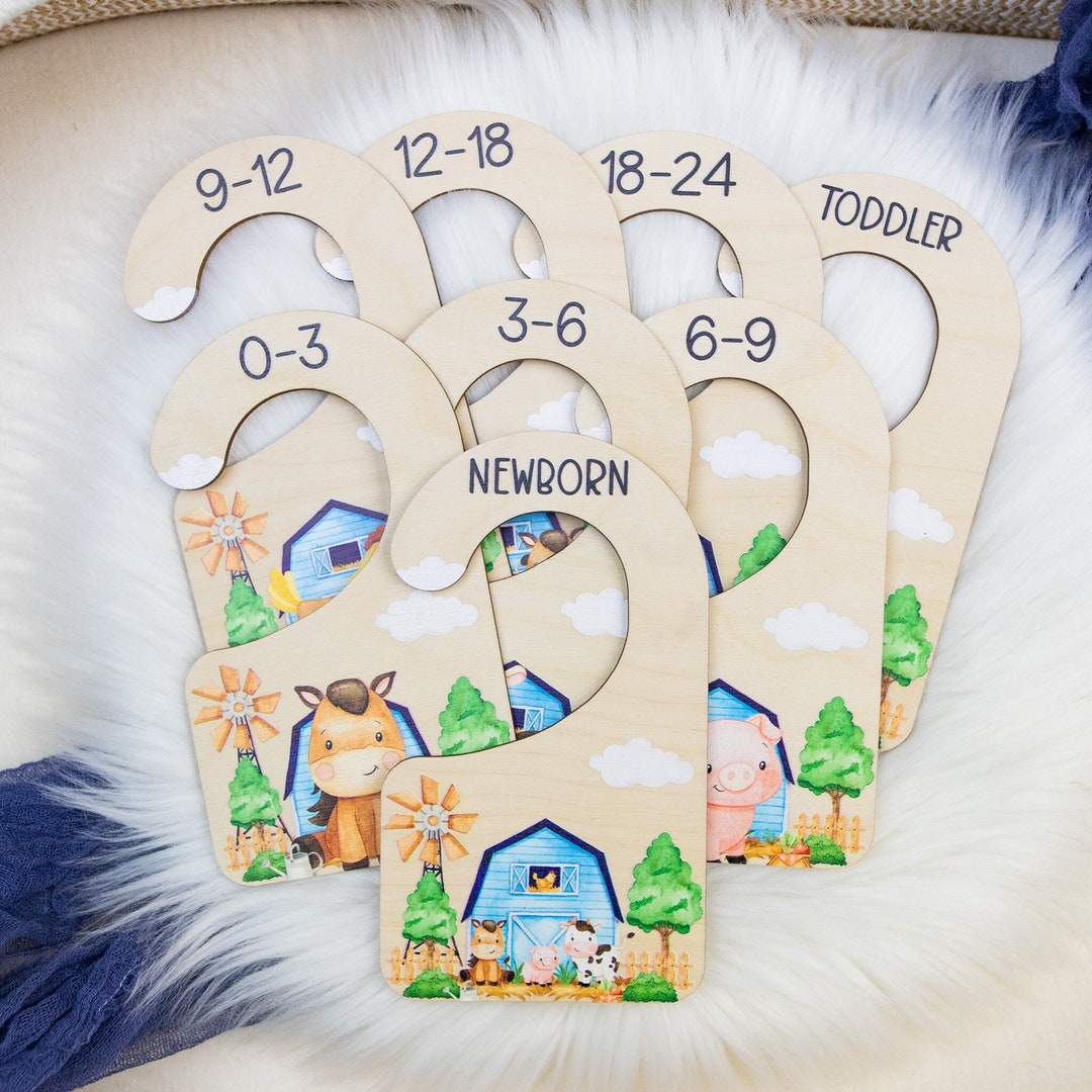 Farm Clothing Dividers, Farm Animals Baby Clothing Divider, Wood ...