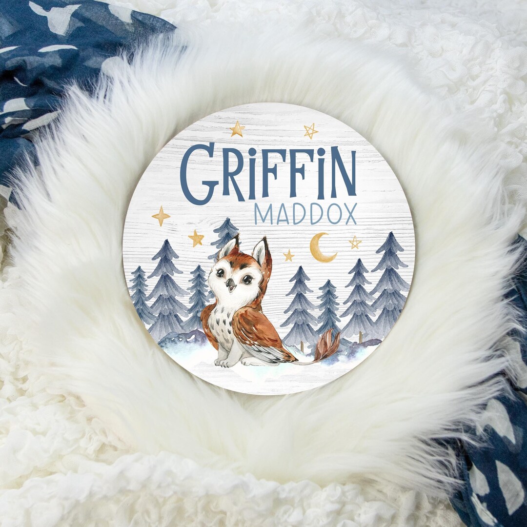 Griffin Round Wood Name Sign Griffin Baby Name Sign Round - Etsy