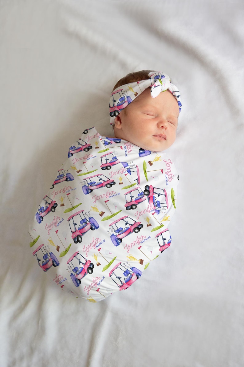 Girl Golf Swaddle Set, Golf Baby Blanket, Personalized Golf Baby ...
