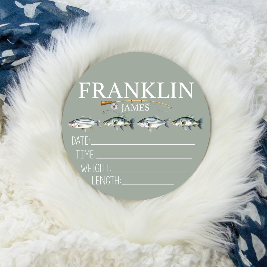 Fishing Birth Stat Sign, Birth Stat Sign, Fishing Nursery Decor ...