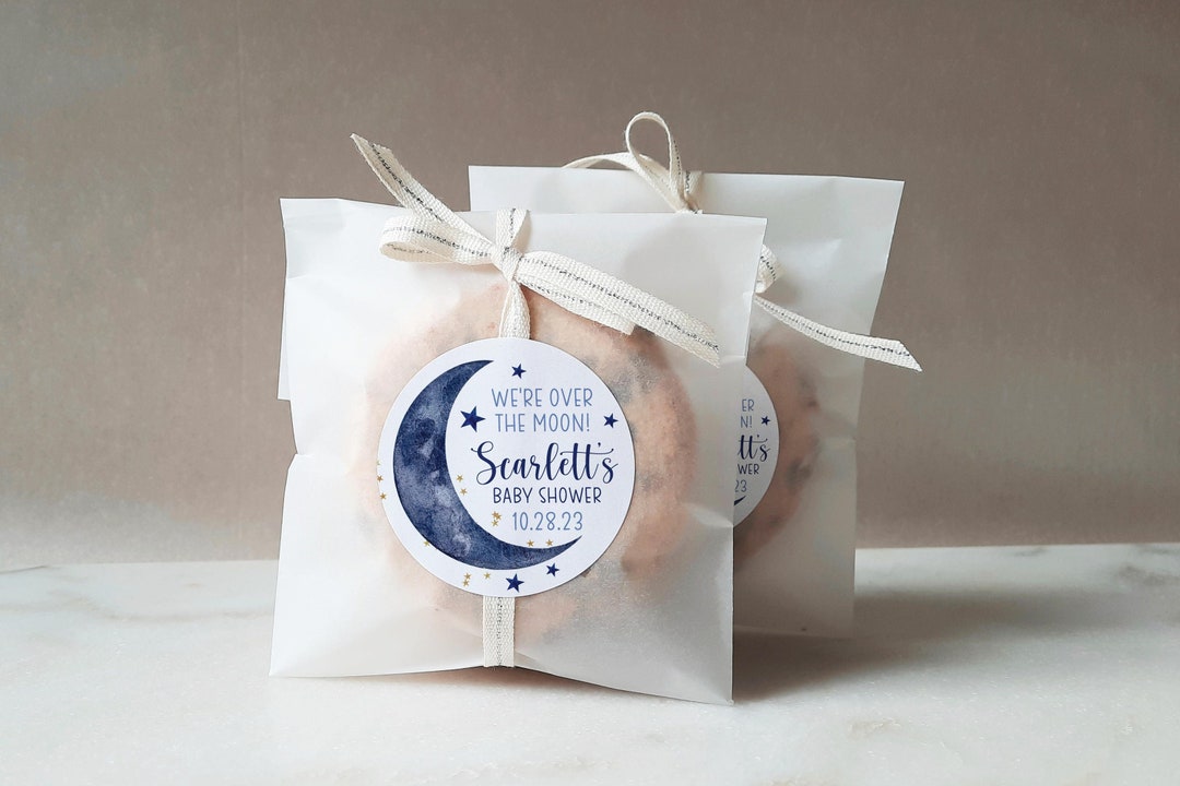 Moon Baby Shower Favor Stickers, Moon Baby Shower Labels, Printed Baby ...