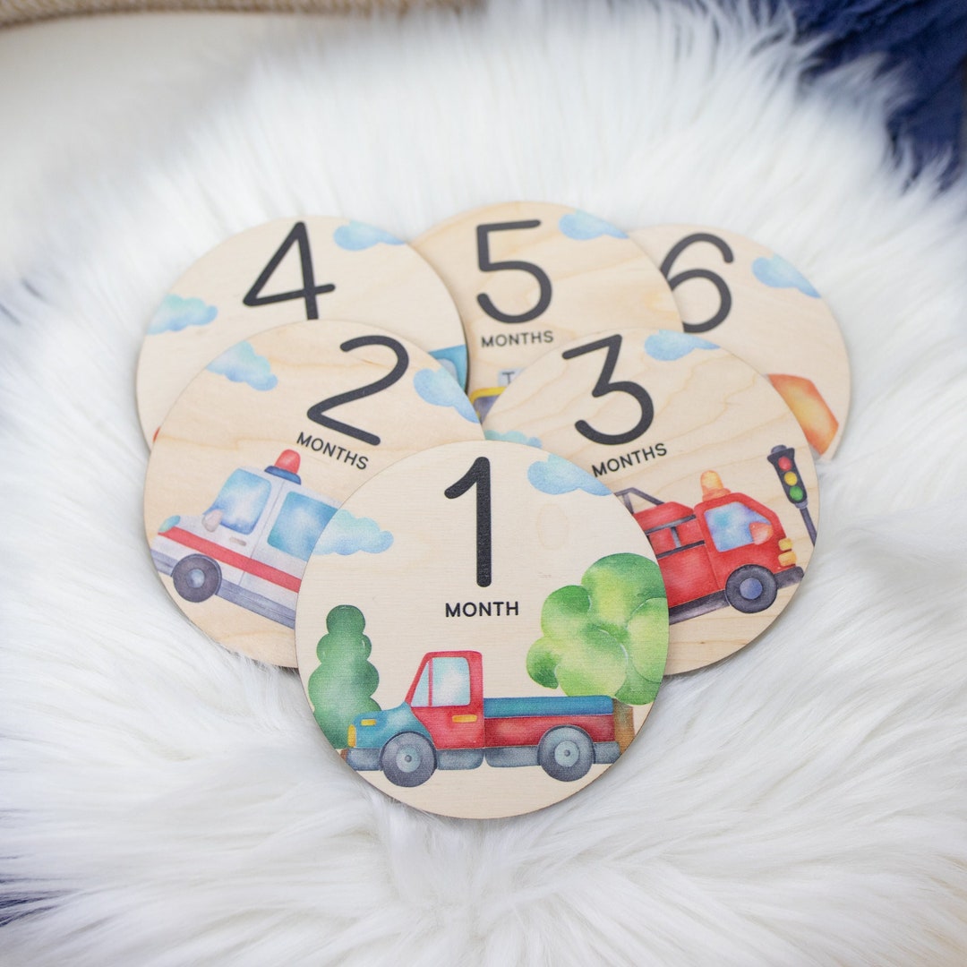 Transport Milestone Cards, Baby Milestone Cars Marker, Wood Milestone ...