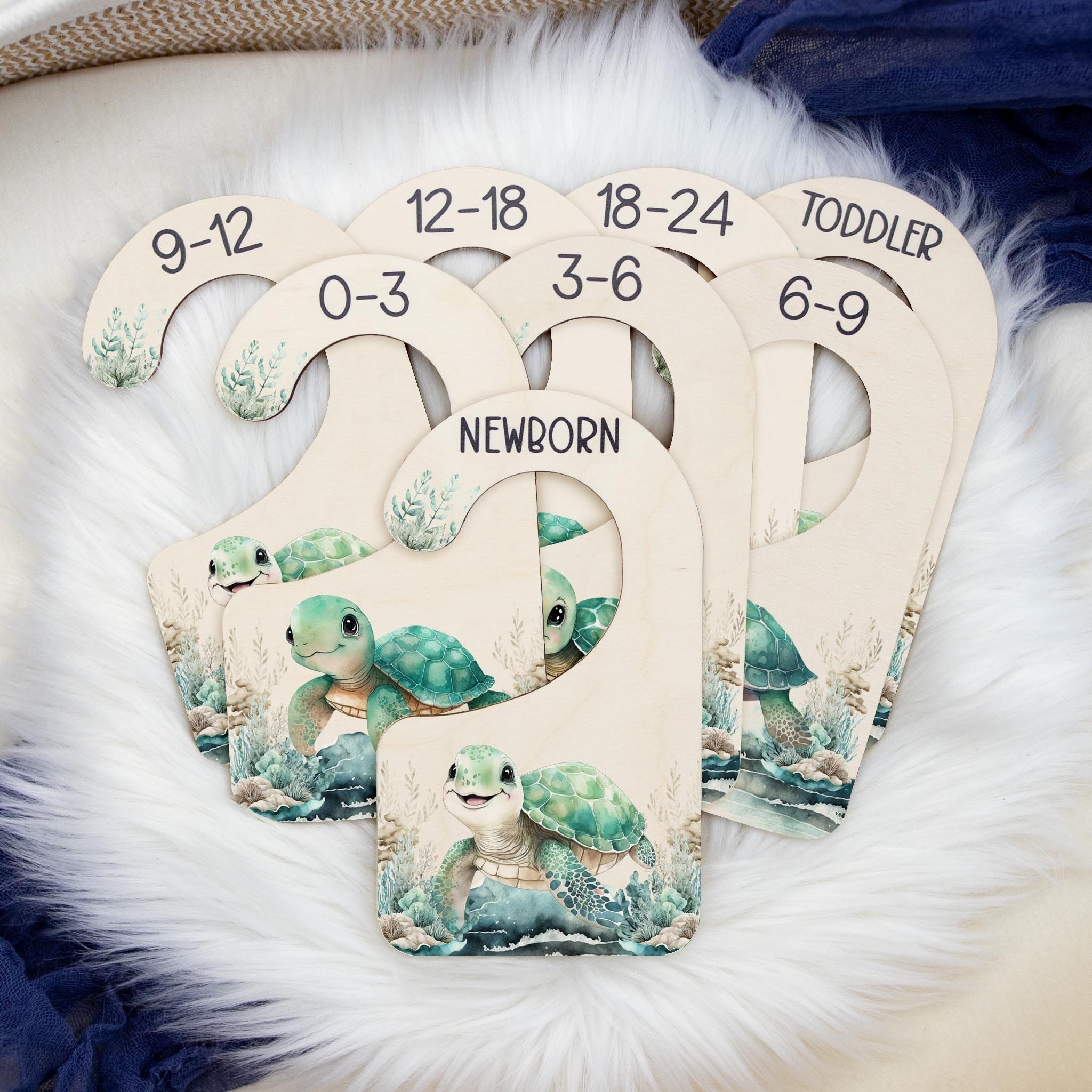 Turtle Clothing Dividers, Ocean Life Baby Clothing Divider, Wood ...