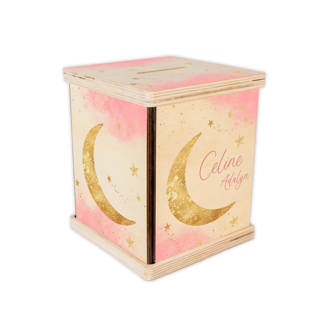 Girl Moon and Stars Piggy Bank, Moon Nursery, Baby Boy Gift ...