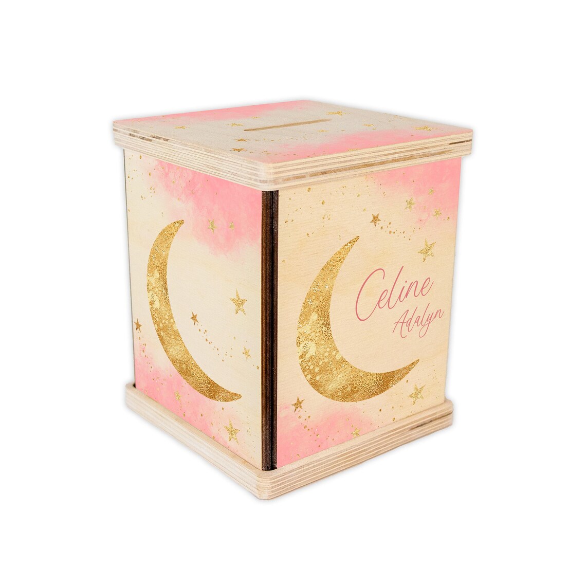 Girl Moon and Stars Piggy Bank, Moon Nursery, Baby Boy Gift ...