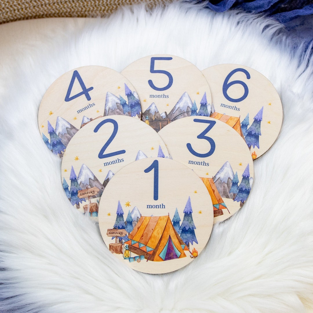 Camping Milestone Cards, Mountain Milestone Markers, Wood Milestone ...
