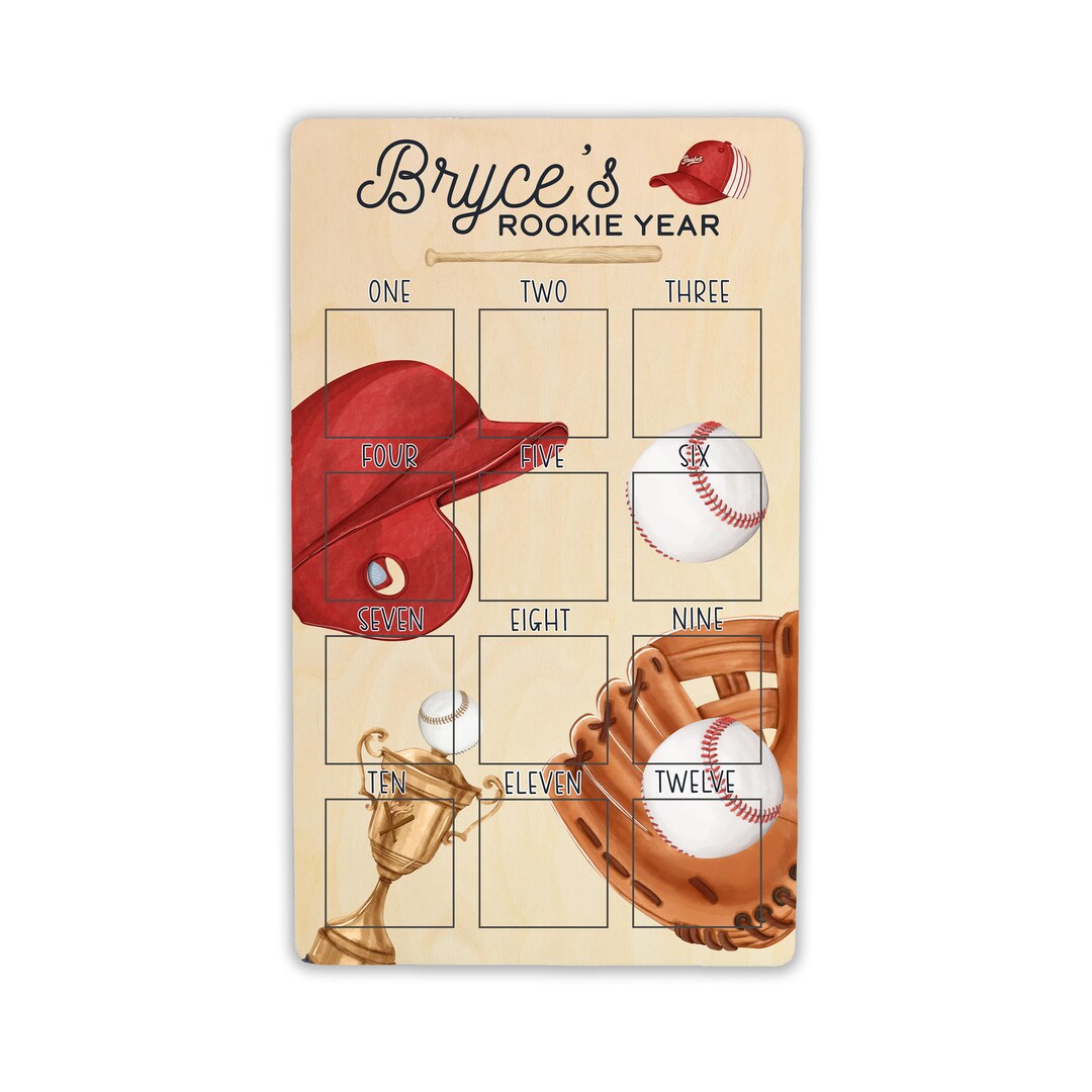 Baseball One Year Of, First Birthday Sign, Birthday Photo Board, Wood ...
