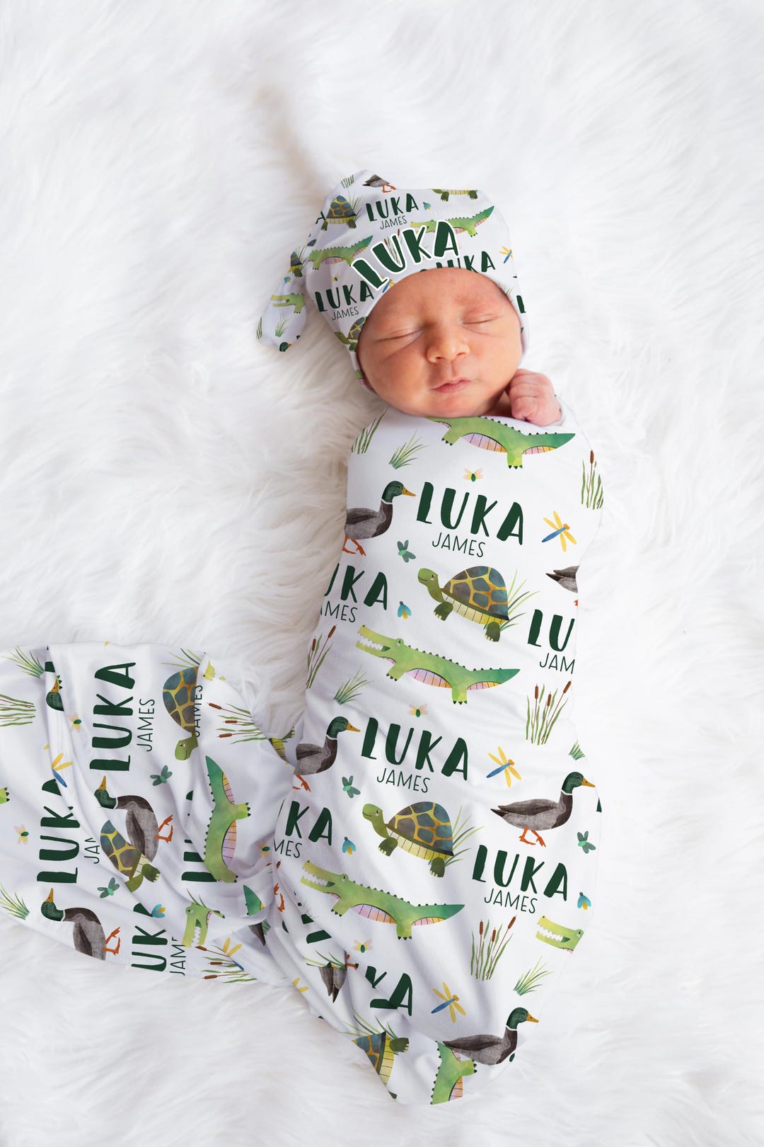 Bayou Swaddle Set, Swamp Animal Personalized Baby Blanket, Baby Blanket ...