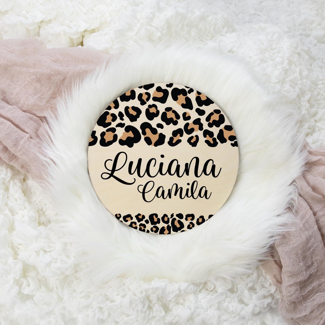 Leopard Print Name Sign, Wooden Leopard Print Name Sign, Wood Round ...