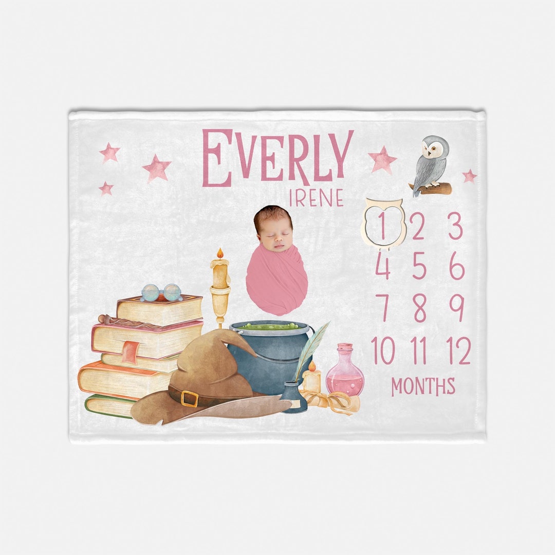 Wizard Baby Milestone Blanket, Magic Baby Girl Milestone Blanket ...