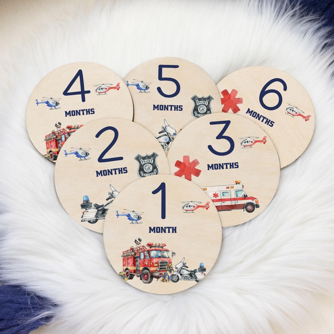 First Responder Milestone Cards, Police Milestone Cards, Wood Milestone ...