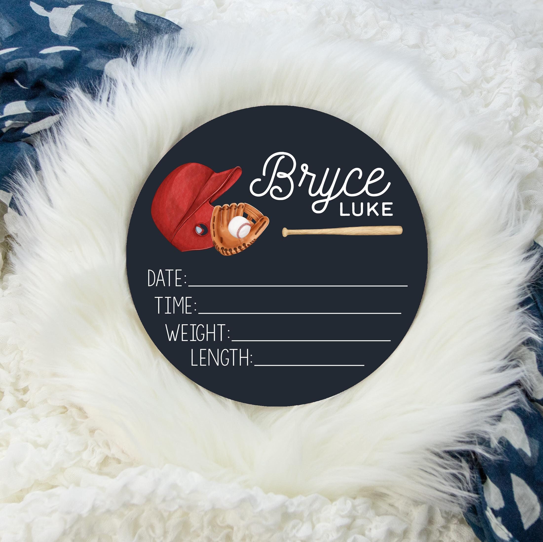 Baseball Birth Stat Sign Birth Stat Sign Round Wood Birth - Etsy