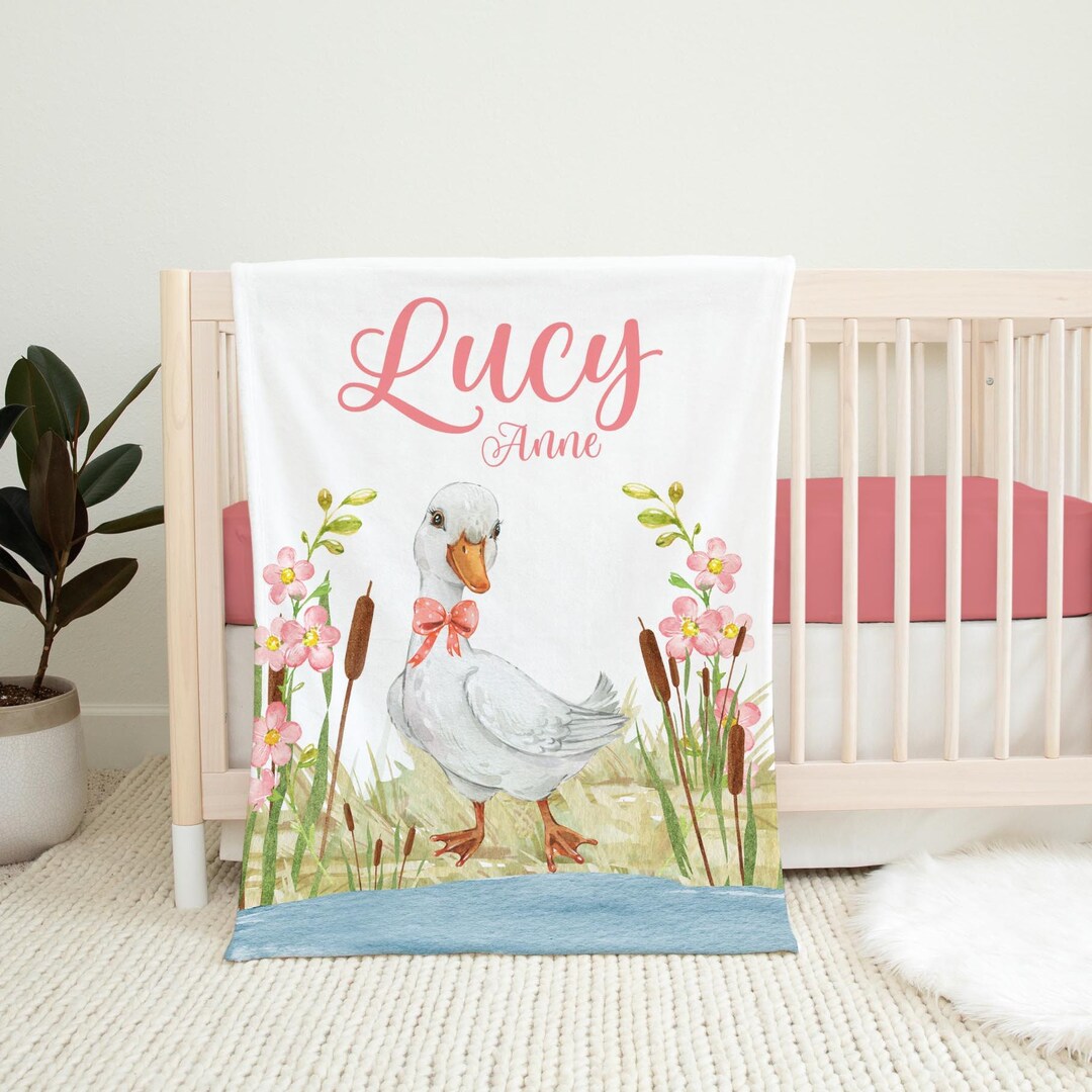 Girl Goose Blanket, Personalized Goose Baby Blanket, Waterfowl Baby ...