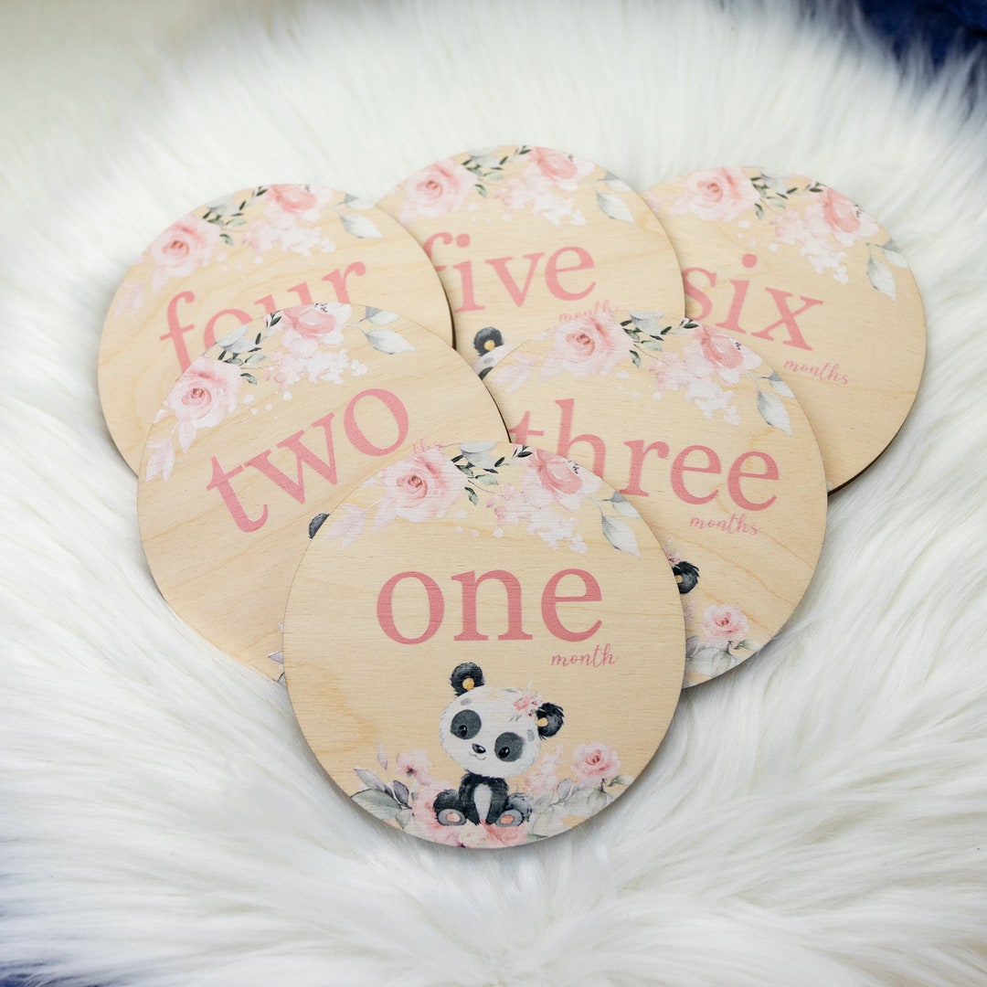 Girl Panda Milestone Cards, Panda Milestone Markers, Wood Milestone ...