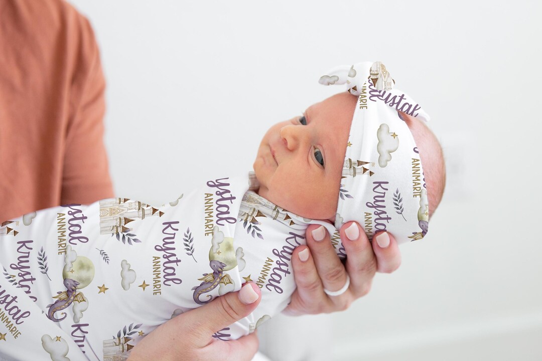 Girl Dragon Swaddle Blanket, Dragon Personalized Baby Blanket, Baby ...