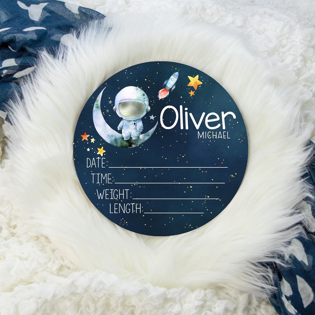 Astronaut Birth Stat Sign, Rocket Birth Stat Sign, Outer Space Birth ...