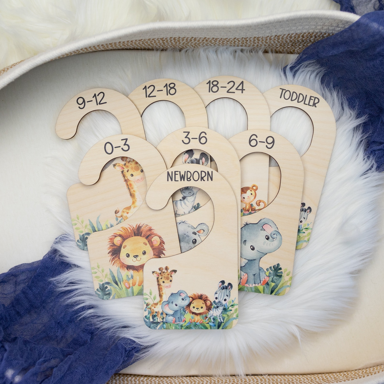 Safari Clothing Dividers, Safari Animal Baby Clothing Divider, Wood ...