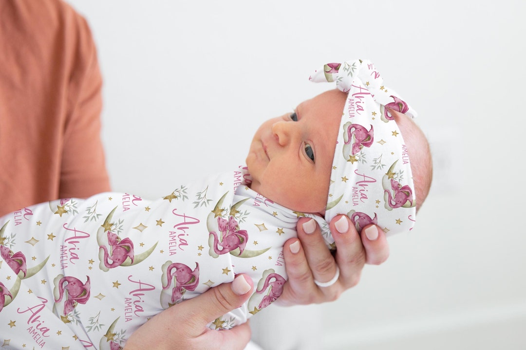 Girl Dragon Swaddle Blanket, Dragon Personalized Baby Blanket, Baby ...