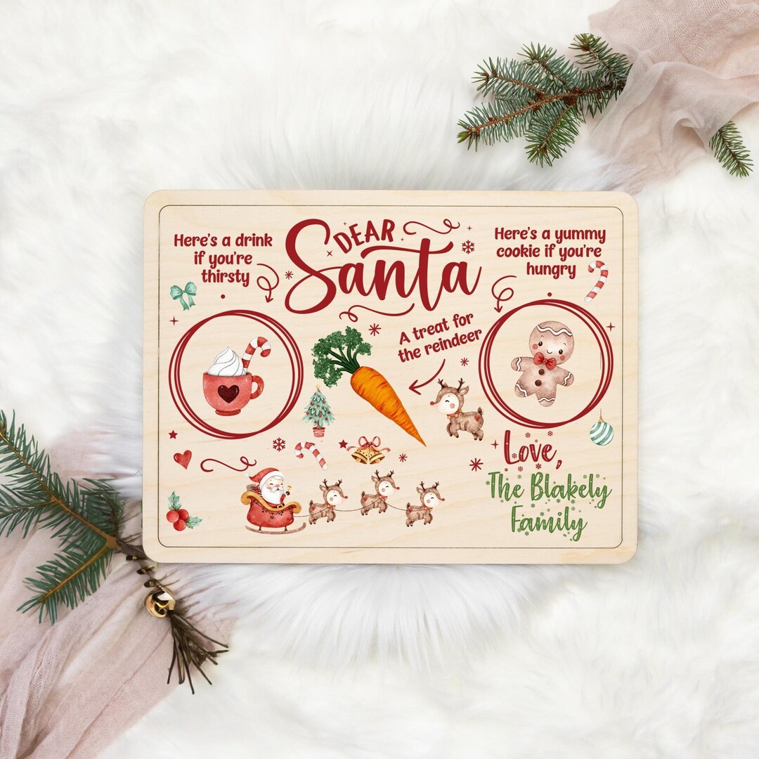 Wooden Santa Milk and Cookie Tray, Personalized Santa Cookie Tray ...