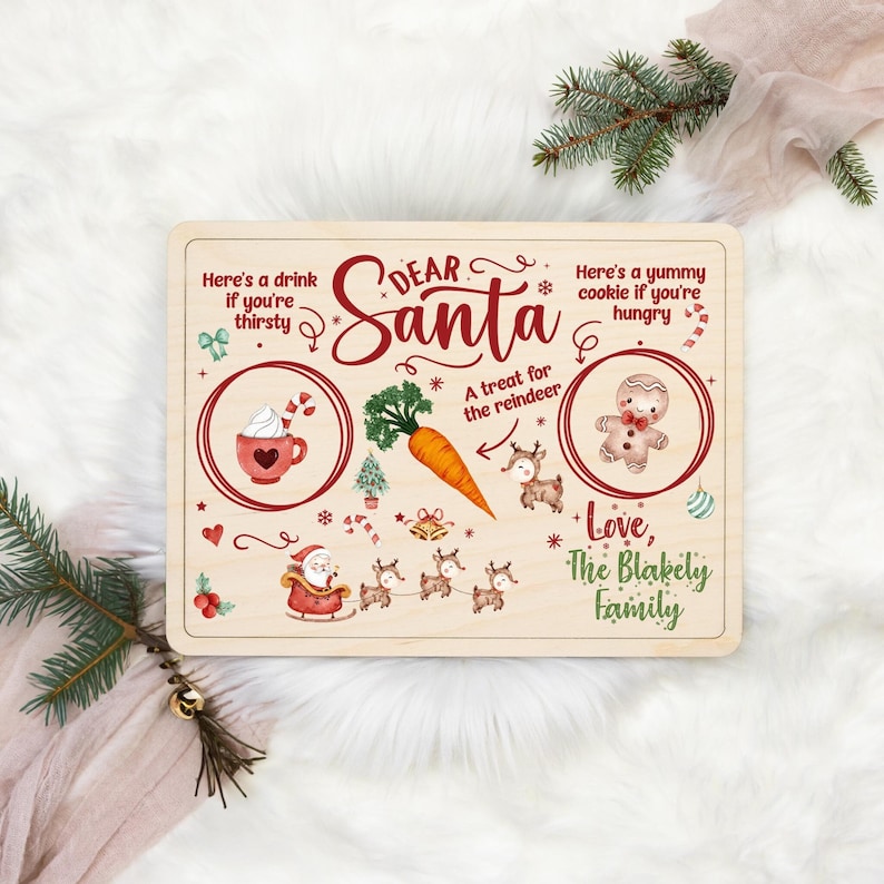 Wooden Santa Milk and Cookie Tray, Personalized Santa Cookie Tray ...