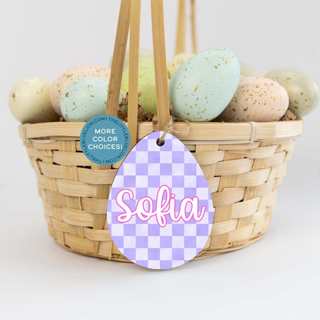 Easter Basket Name Tag for Kids, Personalized Name Tag, Wooden Egg Tag ...