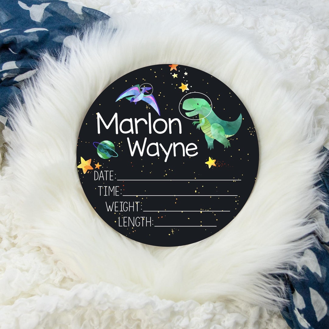 Space Dinosaur Birth Stat Sign, Dinosaur Outer Space Birth Stat Sign ...