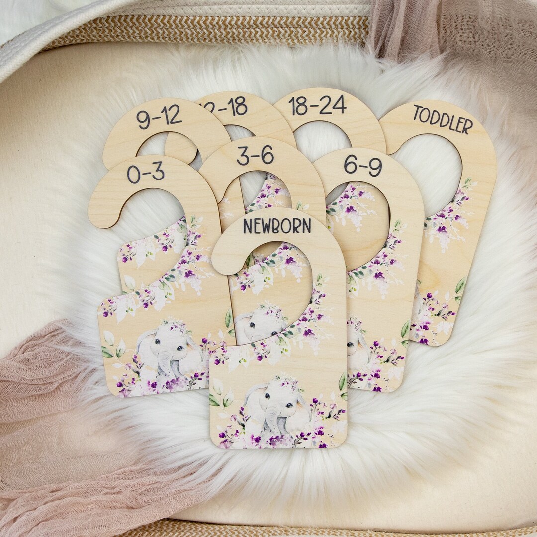Girl Elephant Clothing Dividers, Safari Baby Clothing Divider, Wood ...