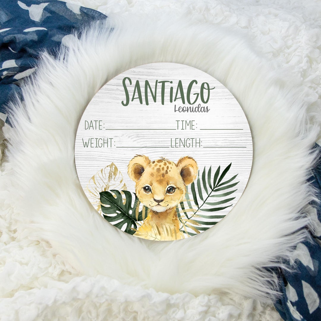 Lion Birth Stat Sign, Birth Stat Sign, Round Wood Birth Stat Sign ...