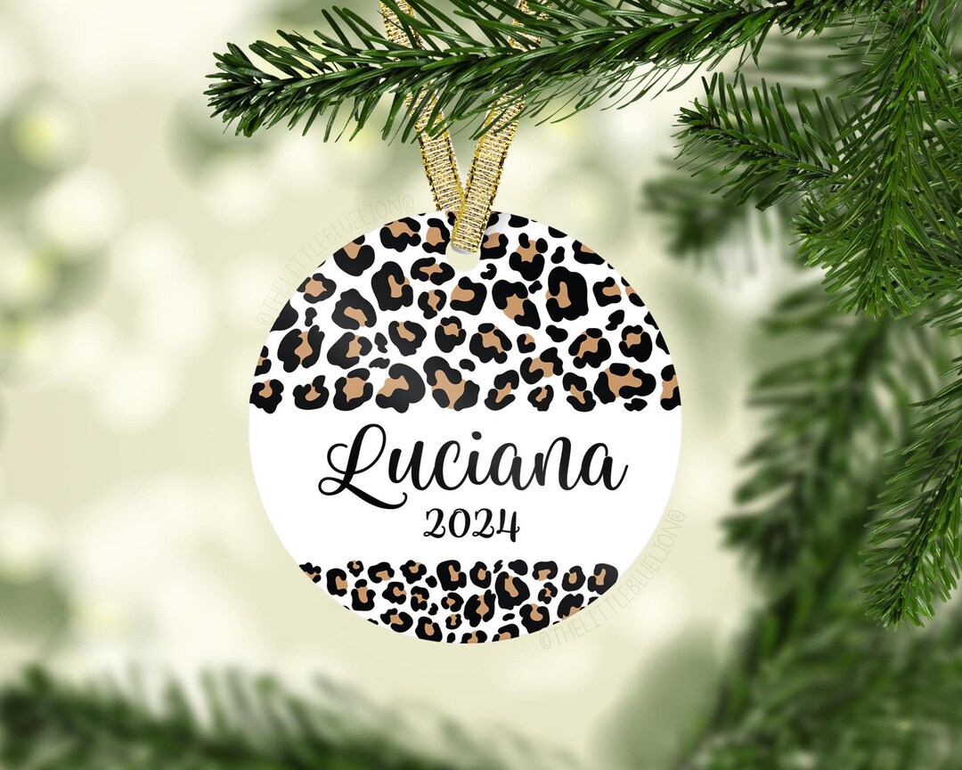 Leopard Print Christmas Ornament, Personalized Leopard Print Ornament ...