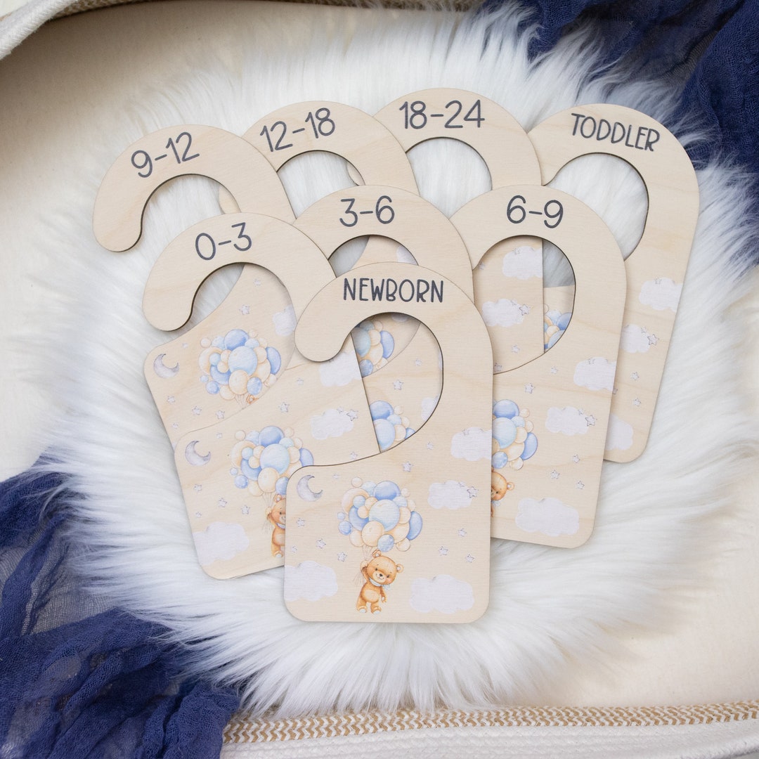 Bear Balloon Clothing Dividers, Adventure Baby Clothing Divider, Wood ...