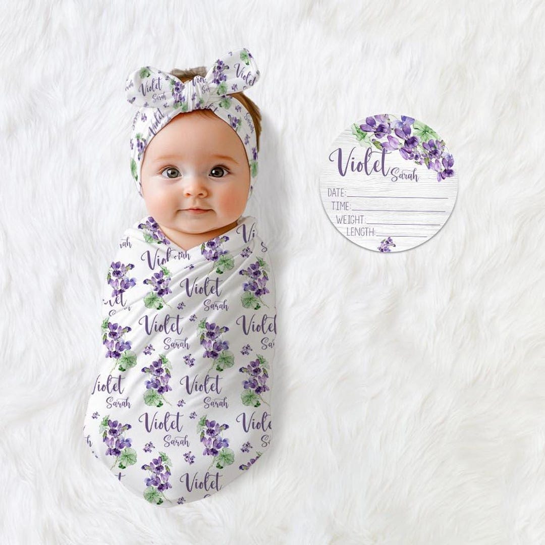 Violets Floral Swaddle, Violet Flower Swaddle Bundle Options, Violets ...