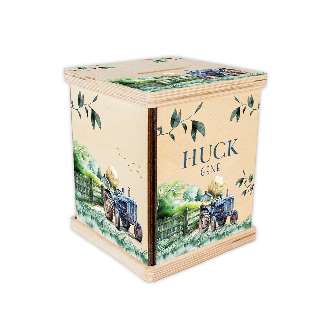 Blue Tractor Piggy Bank, Farm Nursery, Baby Boy Gift, Personalized ...