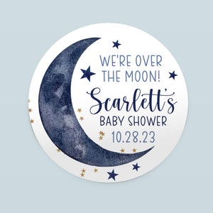 Moon Baby Shower Favor Stickers, Moon Baby Shower Labels, Printed Baby ...