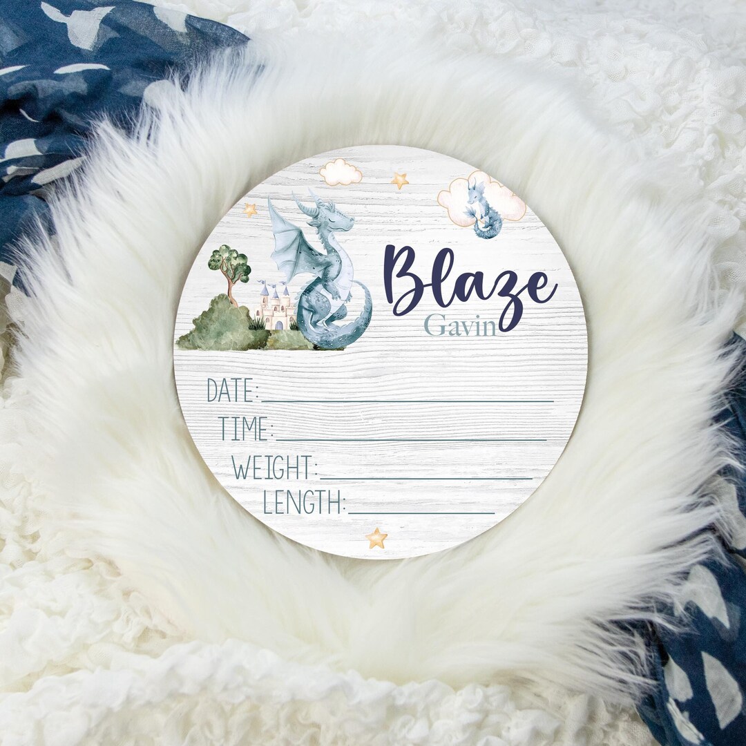 Dragon Birth Stat Sign, Birth Stat Sign, Round Wood Birth Stat Sign ...