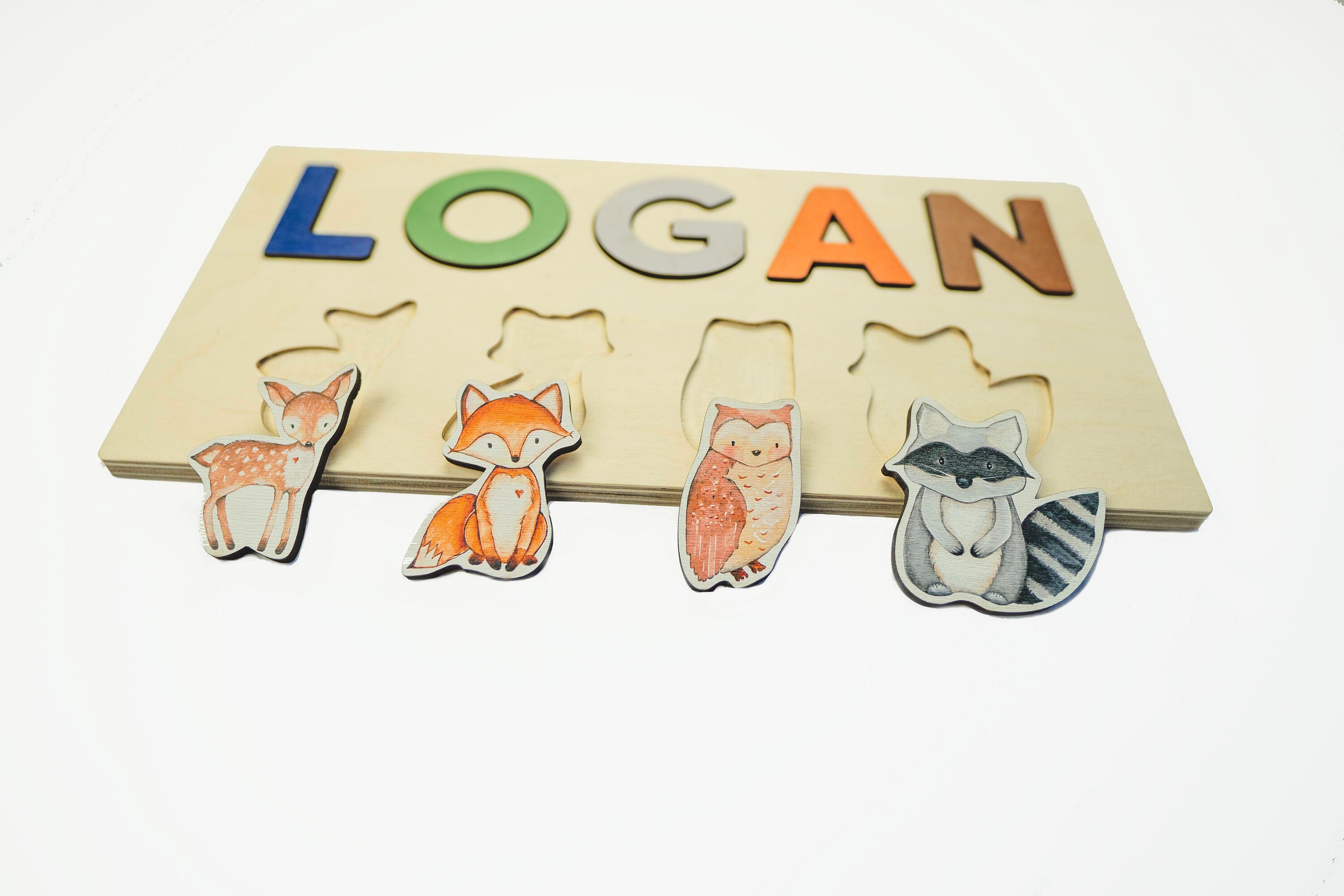 Woodland Name Puzzle Wood Name Puzzle Personalized Toddler - Etsy