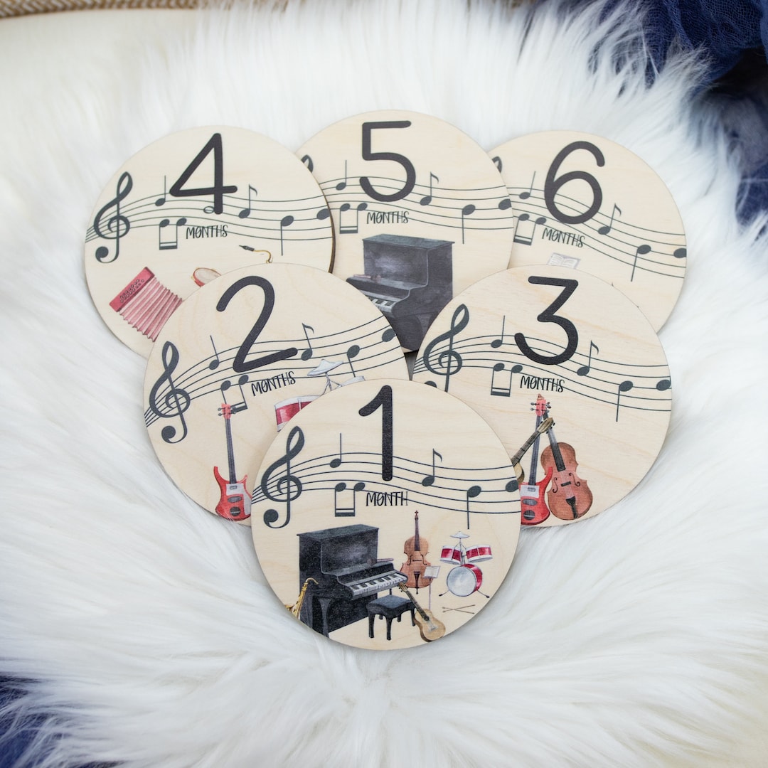 Music Milestone Cards, Piano and Guitar Milestone Cards, Wood Milestone ...