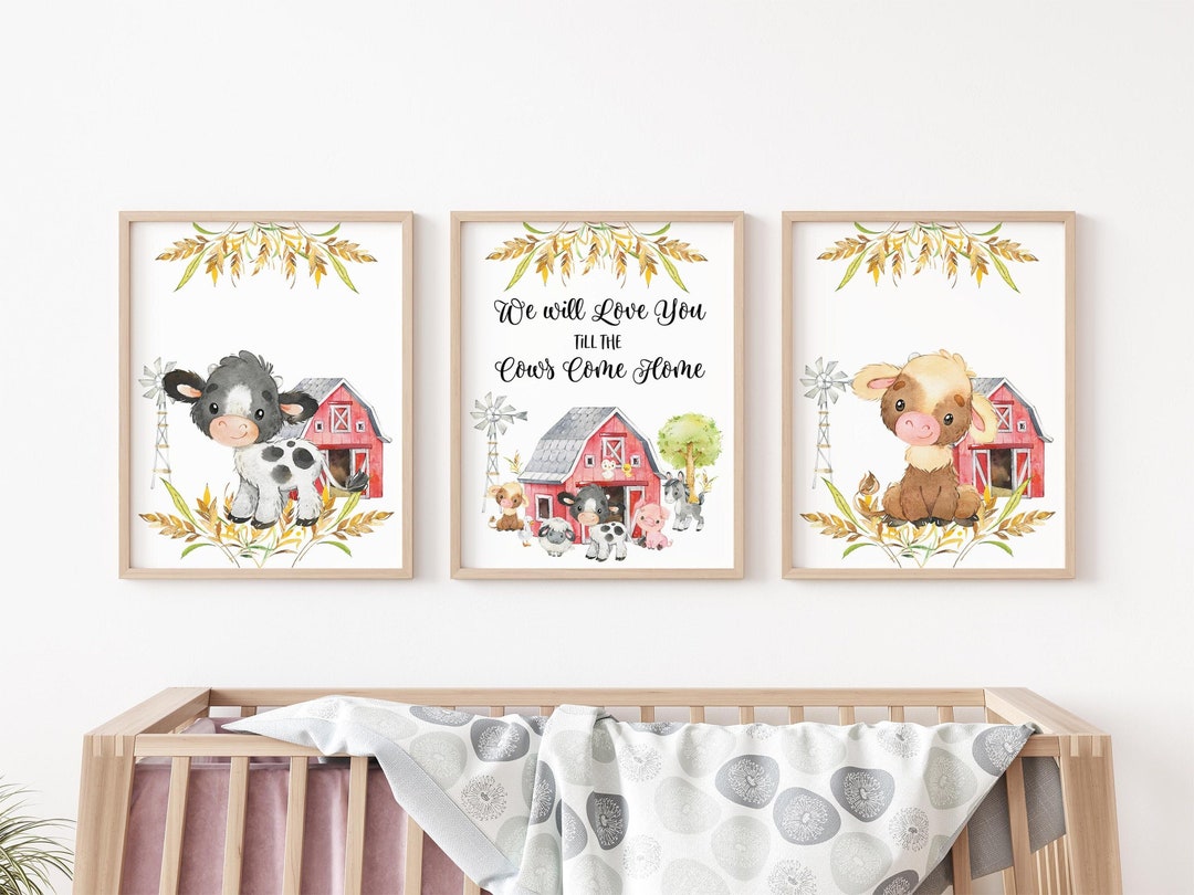 Farm Nursery Wall Art Poster, Farm Animal Nursery Decor, Farm Poste Set ...