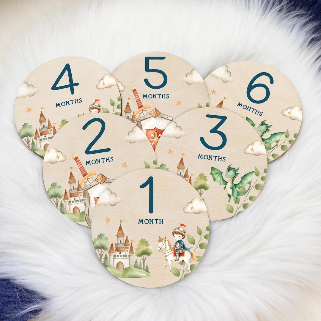 Knight and Dragon Milestone Cards, Baby Milestone Dragon Milestone ...