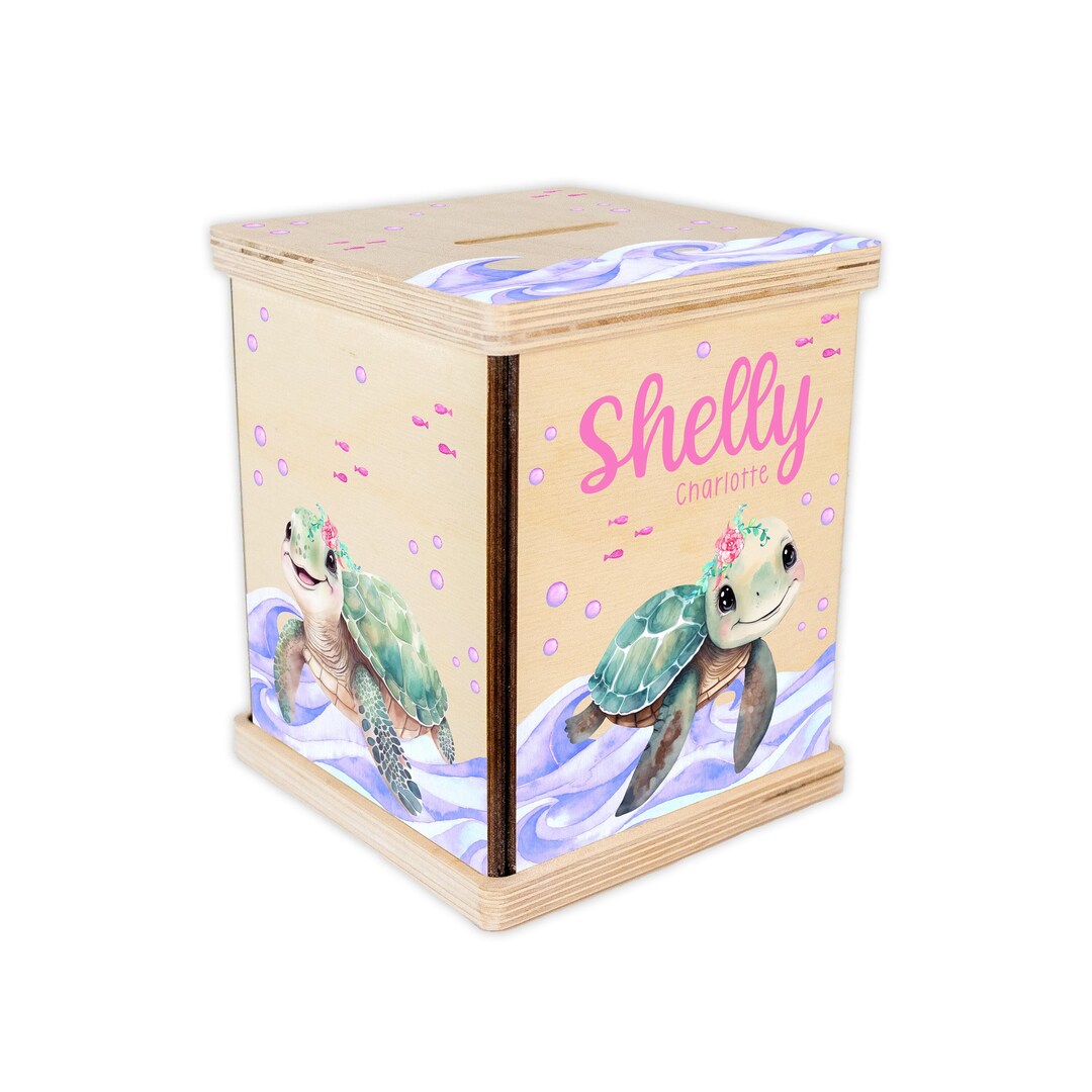 Girl Turtle Piggy Bank, Turtle Nursery, Baby Girl Gift, Personalized ...