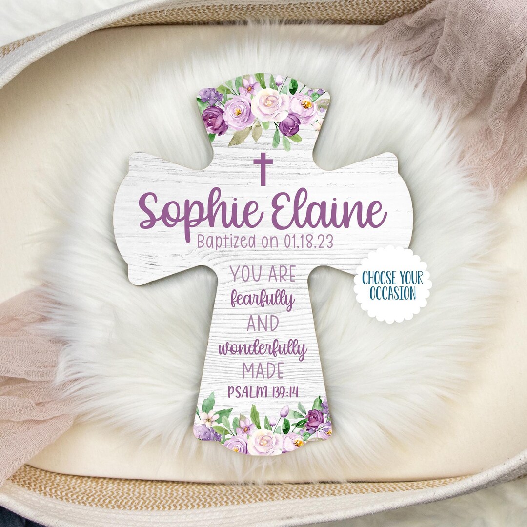 Girl Baptism Gift, Wooden Name Cross, Personalized Cross, First Holy ...