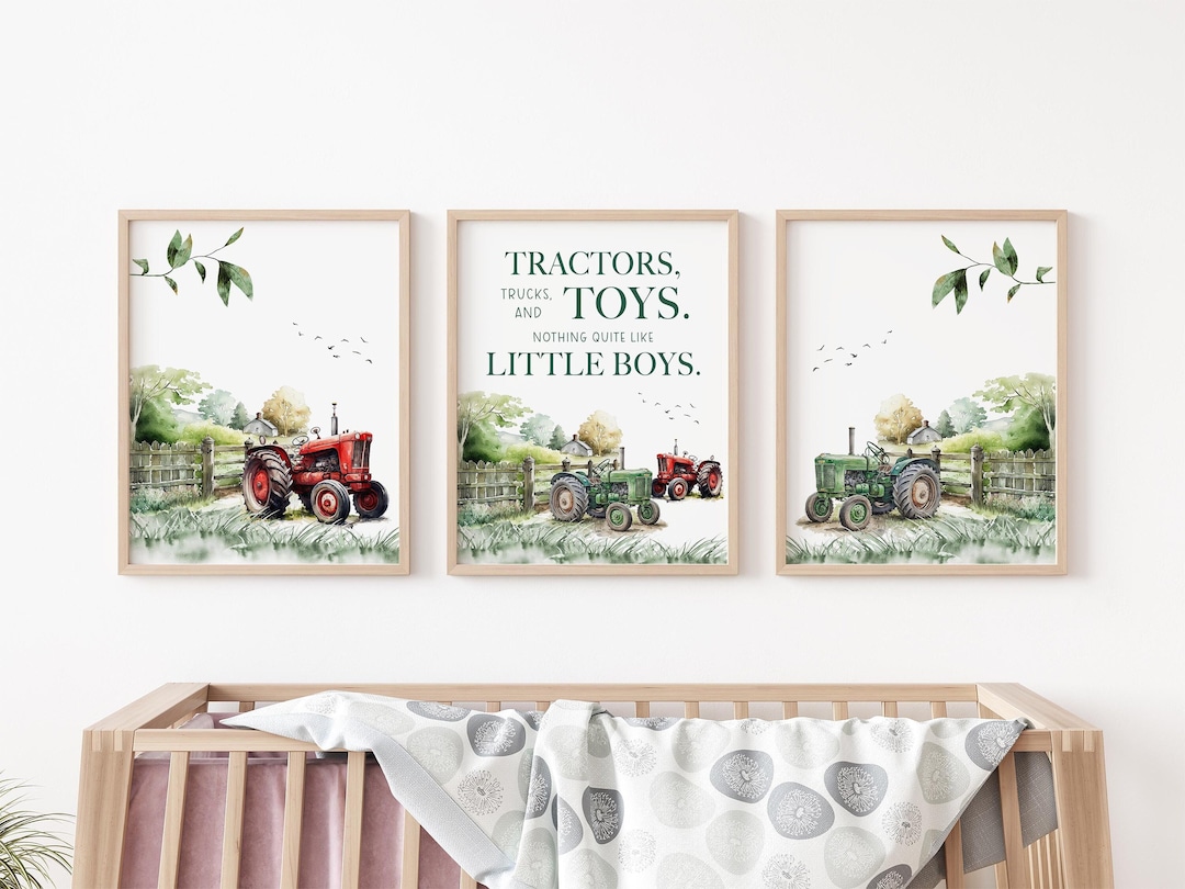 Tractor Nursery Wall Art Poster, Farm Nursery Decor, Tractor Trucks and ...