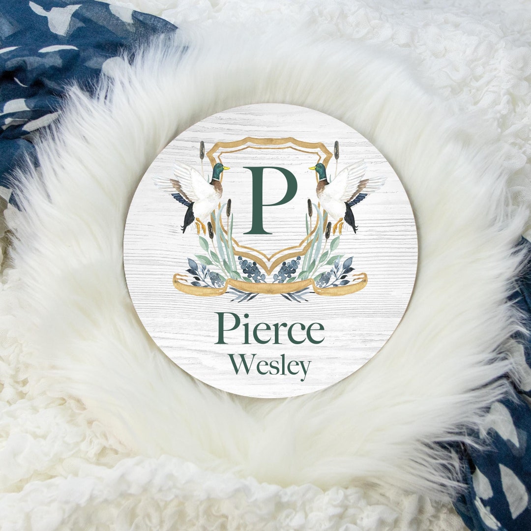 Mallard Duck Name Sign, Round Wood Name Sign, Wood Baby Name Sign, Duck ...