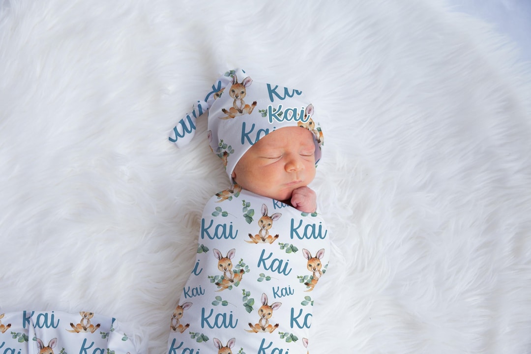 Kangaroo Swaddle Set, Kangaroo Swaddle Blanket, Personalized Baby ...
