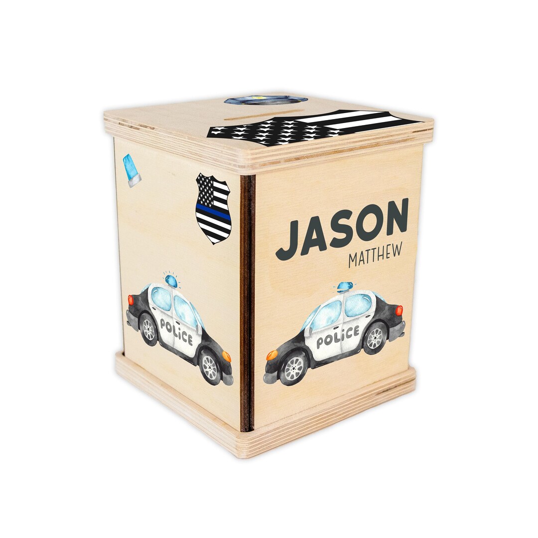 Police Officer Piggy Bank, Police Nursery, Baby Boy Gift, Personalized ...