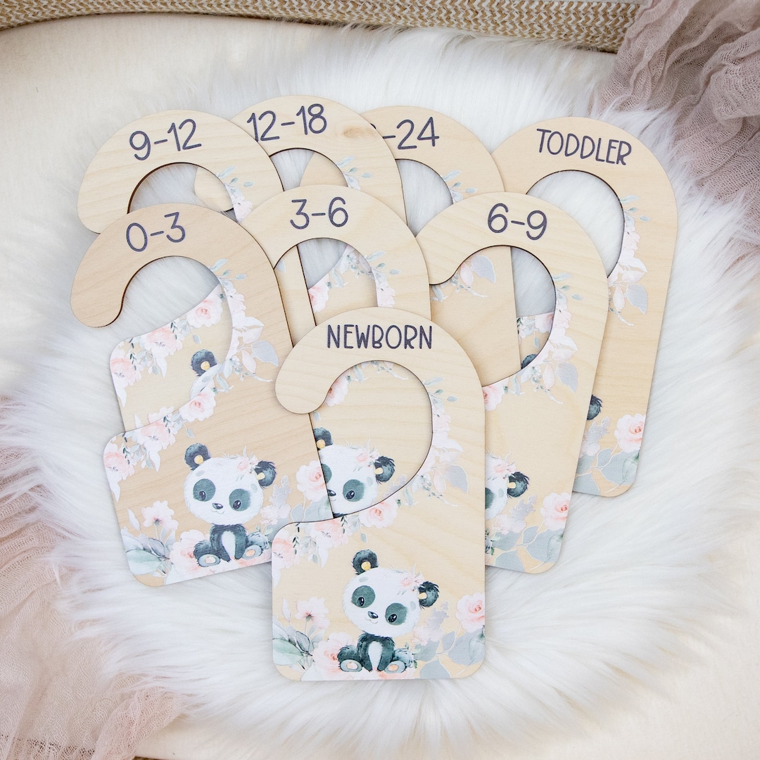 Panda Bear Clothing Dividers, Girl Panda Baby Clothing Divider, Wood ...