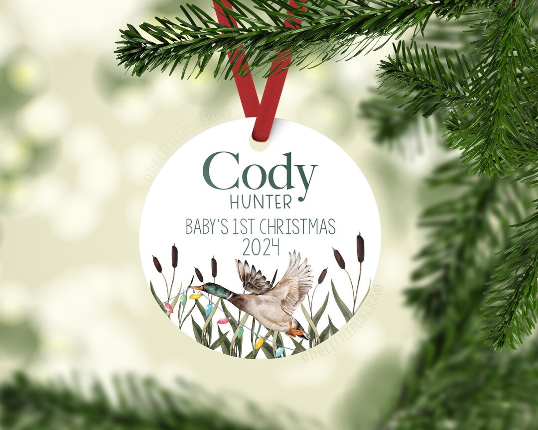 Mallard Duck Baby 1st Christmas Ornament, Personalized Baby First ...