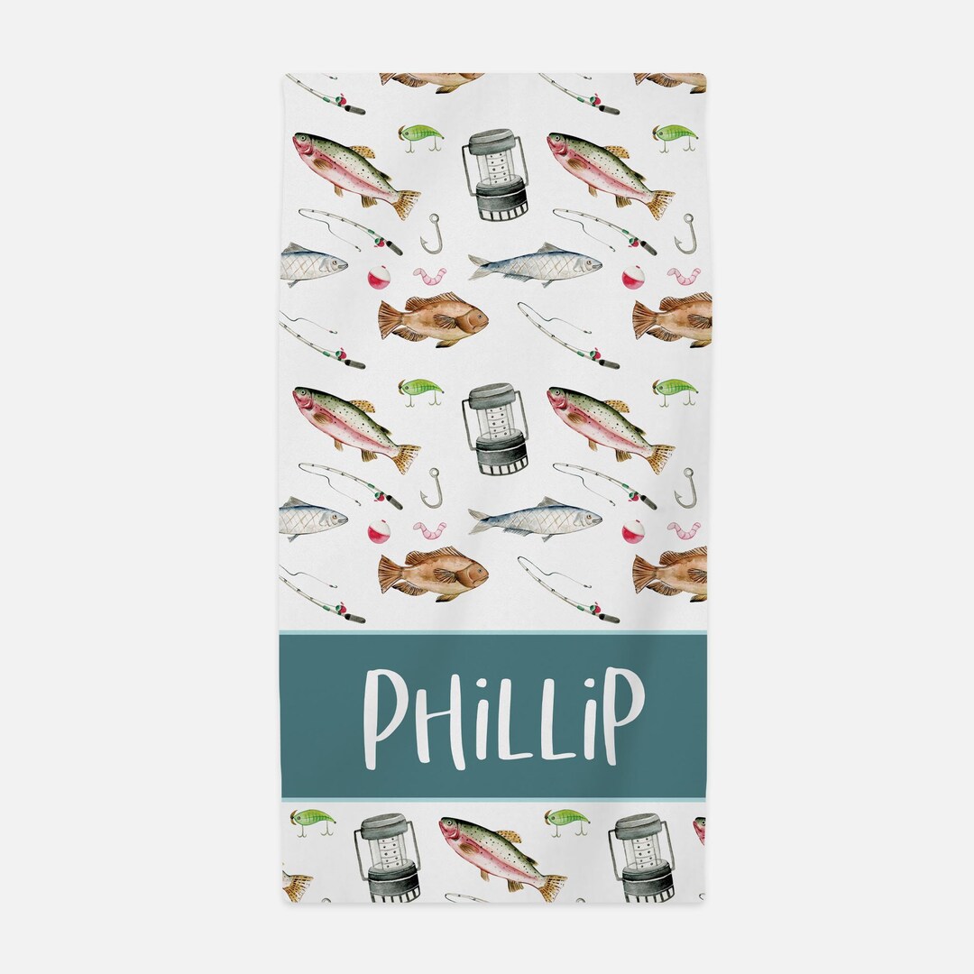 Fishing Beach Towel, Personalized Beach Towel, Kids Beach Towel, Child ...