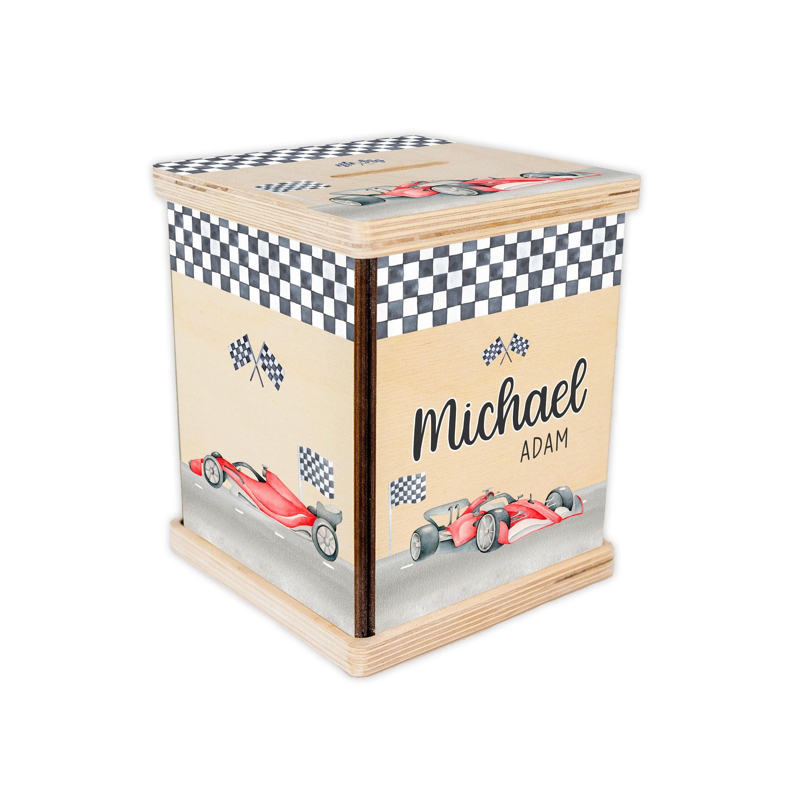 Race Car Piggy Bank, Race Car Nursery, Baby Boy Gift, Personalized ...